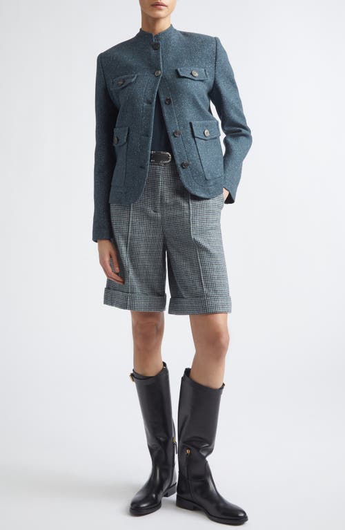ELEVENTY Eleventy Houndstooth Check Virgin Wool & Cashmere Bermuda Shorts